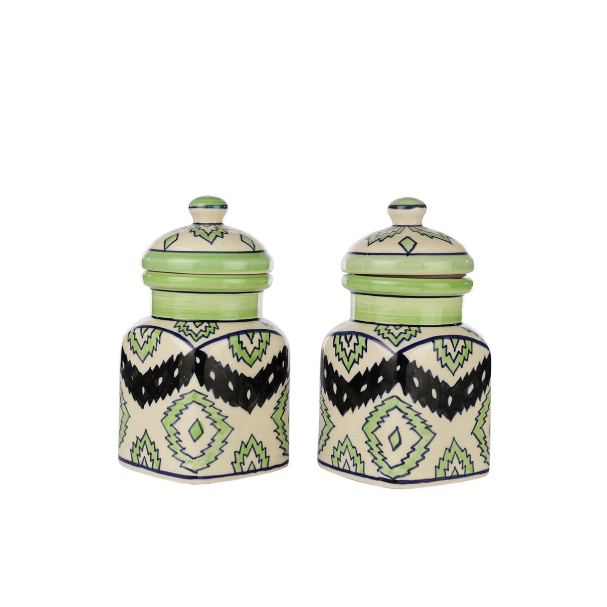 Buy VarEesha Aztec Green Black Air Tight Ceramic Jars Online