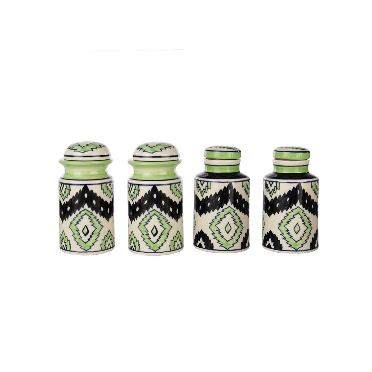 Buy VarEesha Aztec Green Black Air Tight Ceramic Jars Online