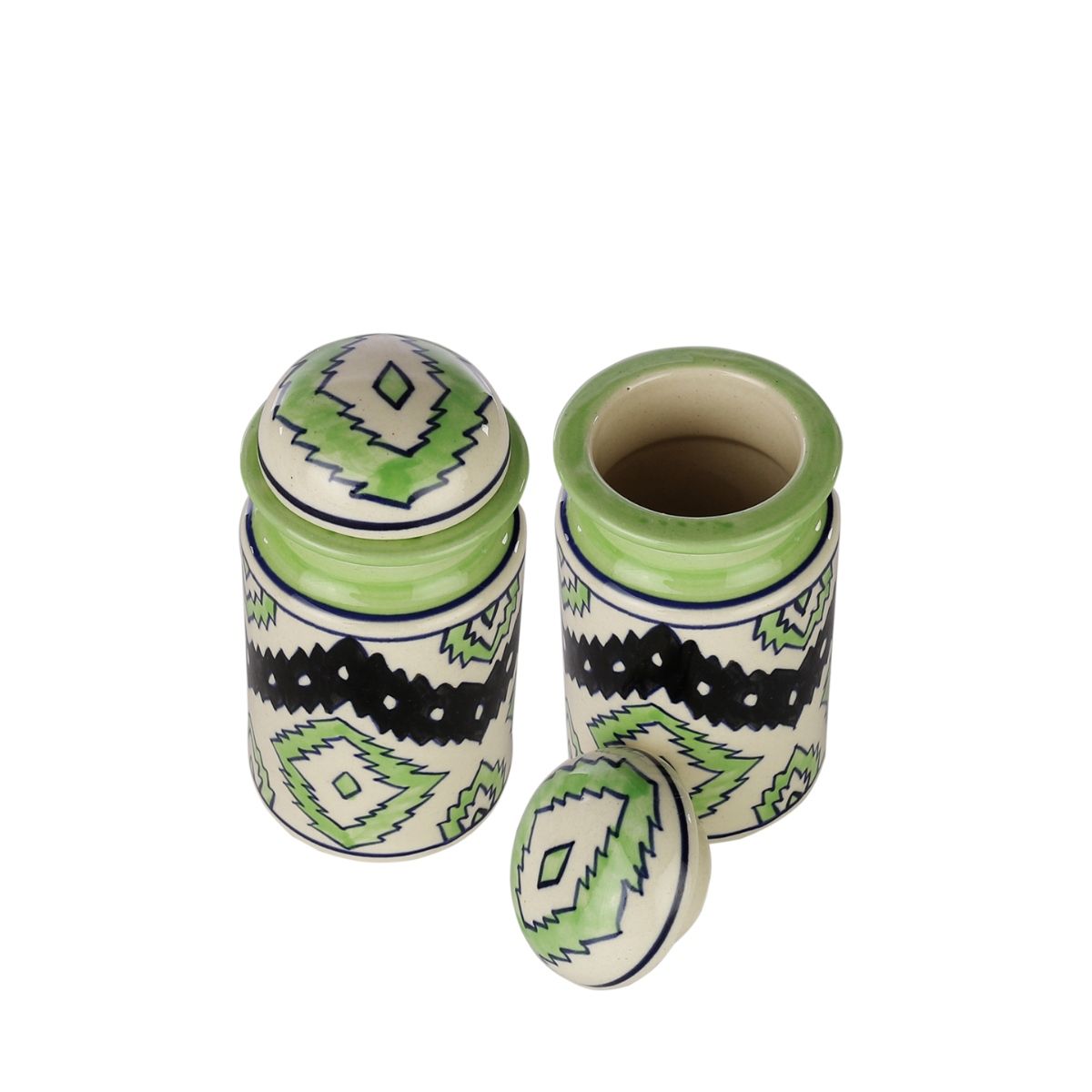 Buy VarEesha Aztec Green Black Air Tight Ceramic Jars Online