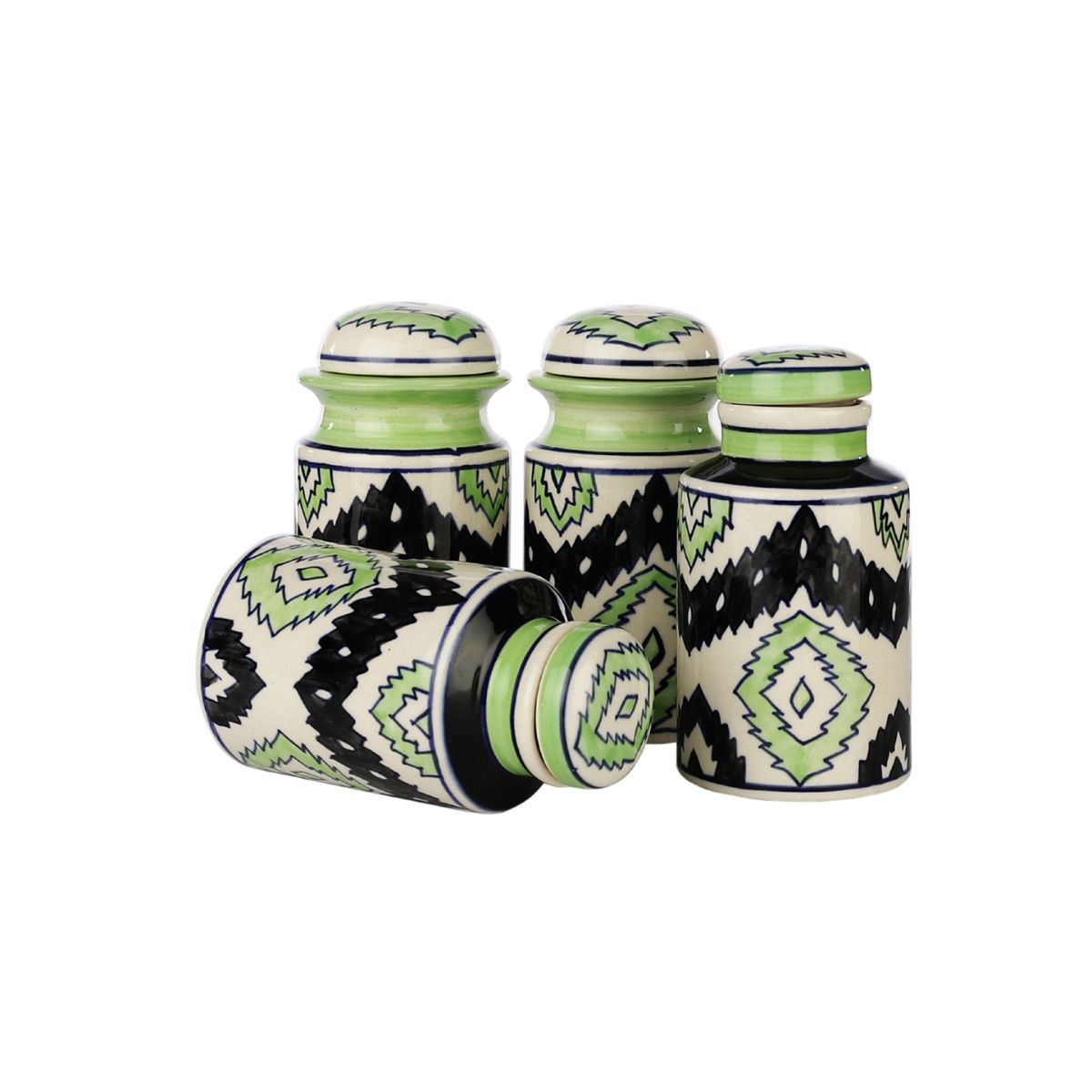 Buy VarEesha Aztec Green Black Air Tight Ceramic Jars Online