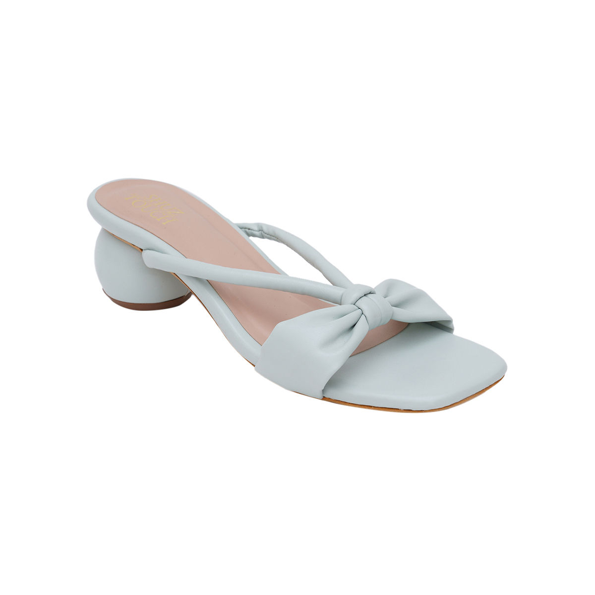 Buy SHUZ TOUCH Square Toe Light GREEN Globular Heel Online