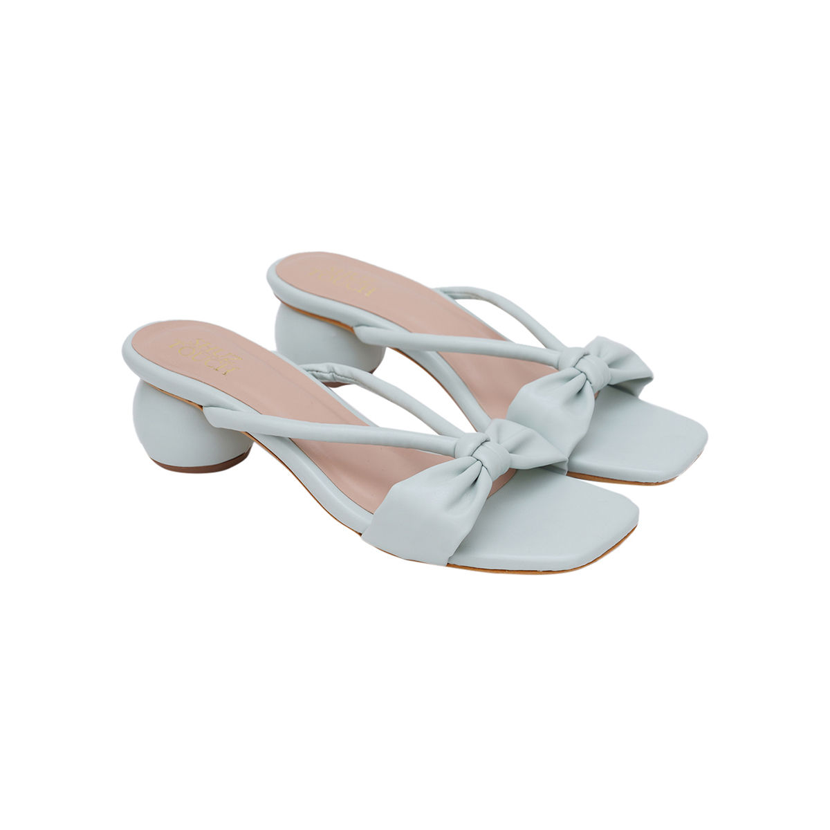 Buy SHUZ TOUCH Square Toe Light GREEN Globular Heel Online