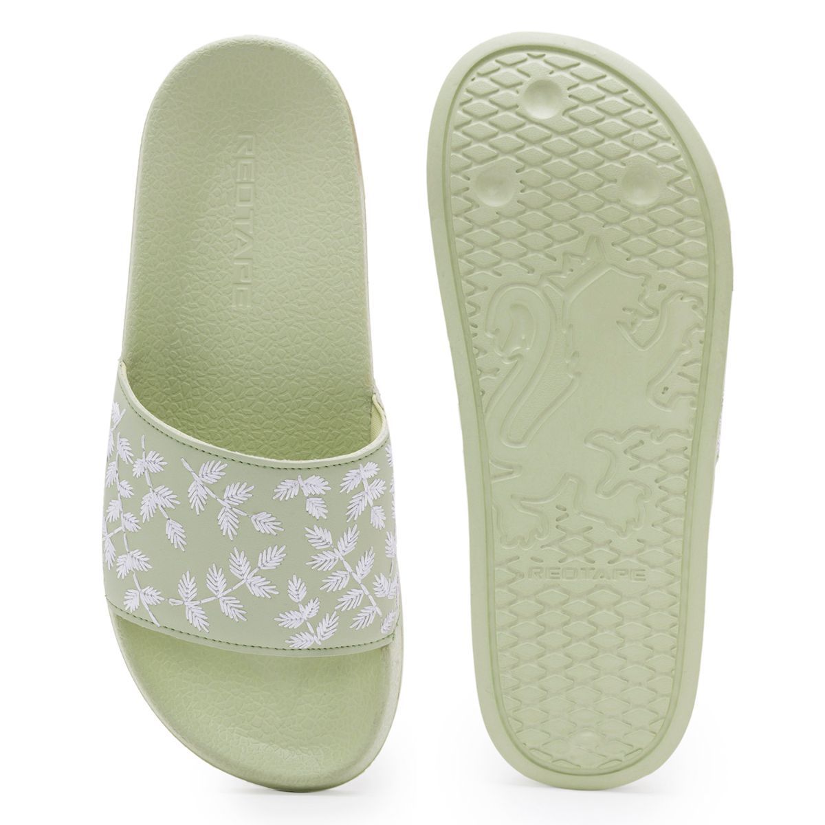 Buy Red Tape Women's Printed Green Sliders Online
