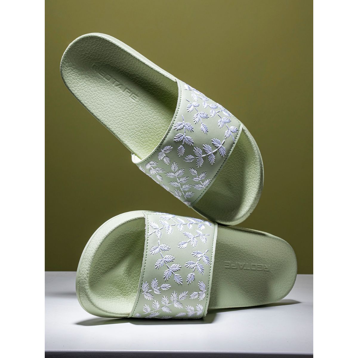 Buy Red Tape Women's Printed Green Sliders Online