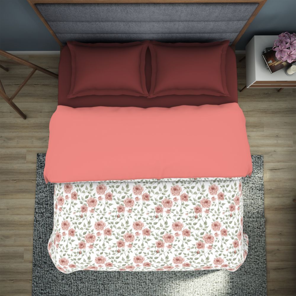 Spaces Bonica 144 Tc Pink Floral Cotton 1 Queen Quilt: Buy Spaces ...