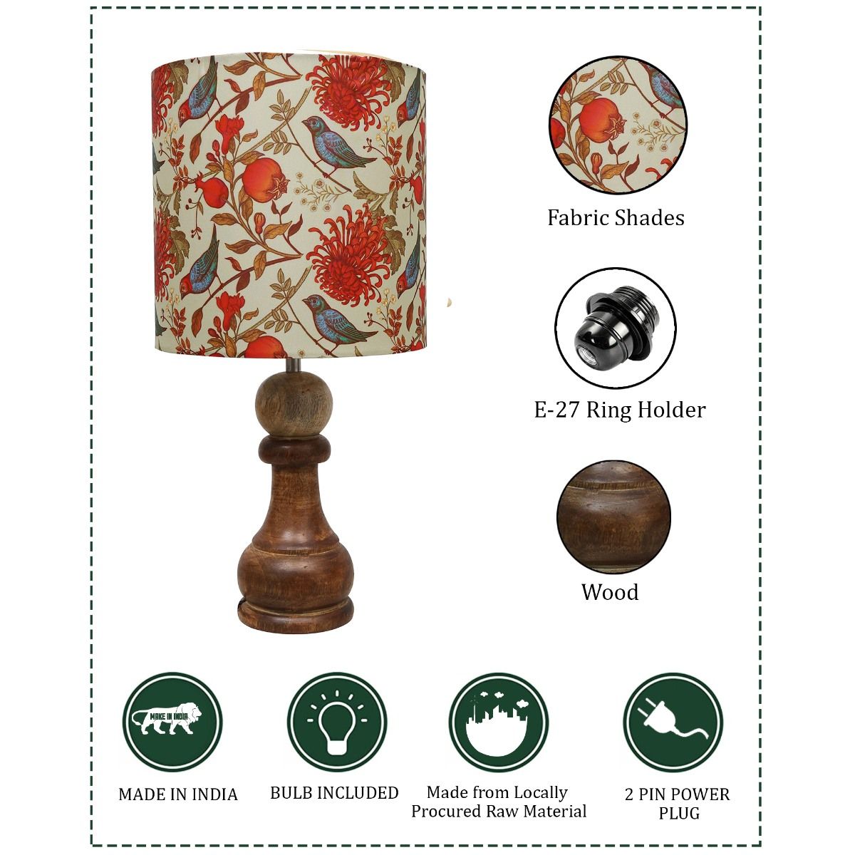 Homesake Rustic Table Lamp Wood pawn Bird Shade: Buy Homesake Rustic ...