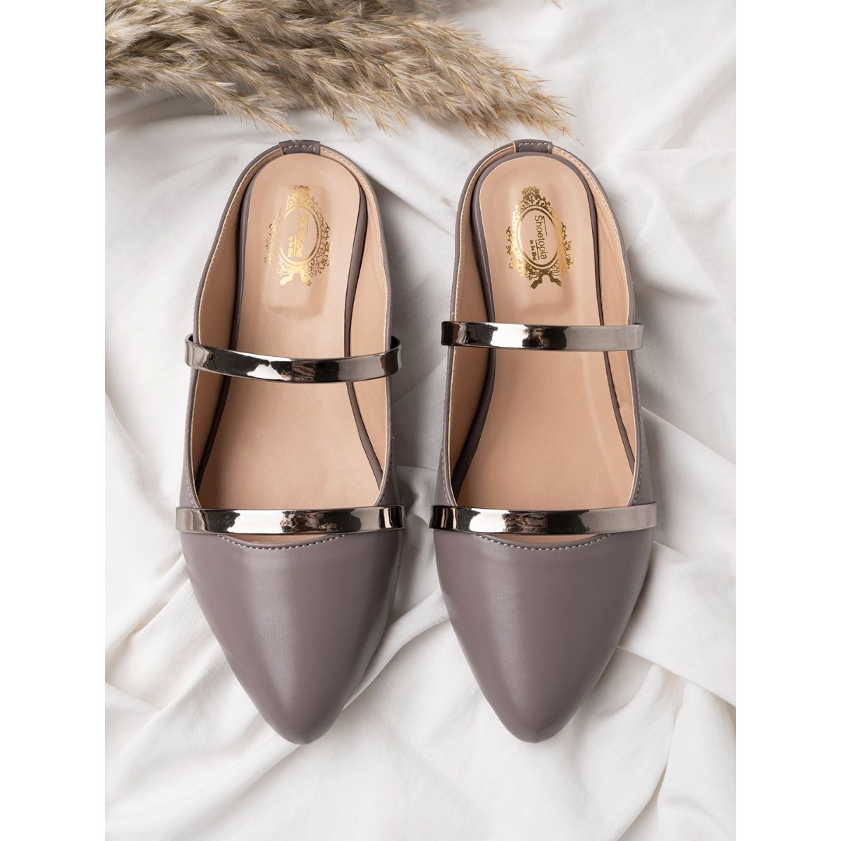 Shoetopia Stylish Grey Flat Mules for Girls: Buy Shoetopia Stylish Grey ...