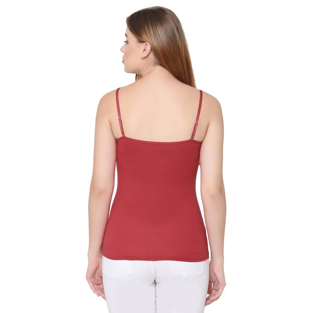 SOIE Women's Solid Cotton Spandex Camisole - Red: Buy SOIE Women's ...