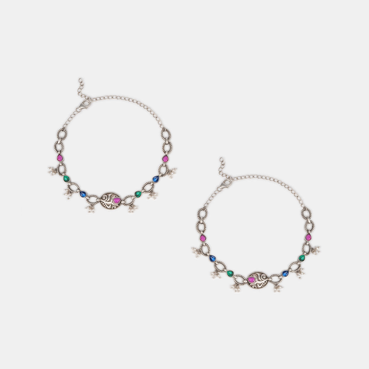 Buy Shaya by CaratLane Feeling Rupvan Oxidised Anklets in 925 Silver Online