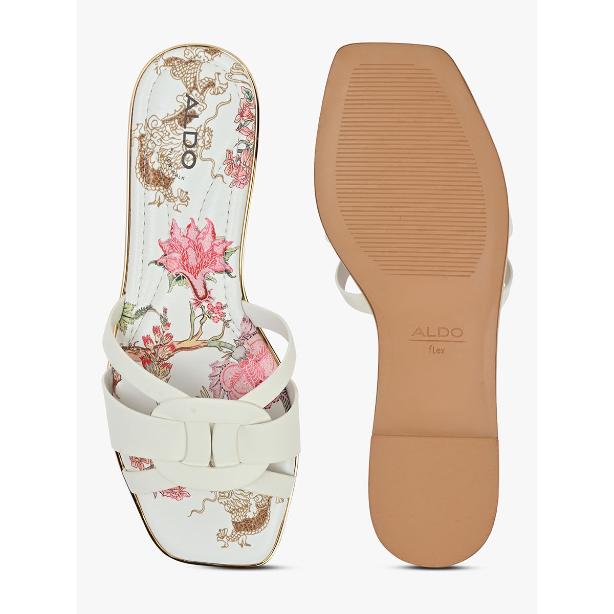 Buy Aldo White Slide Flats Online