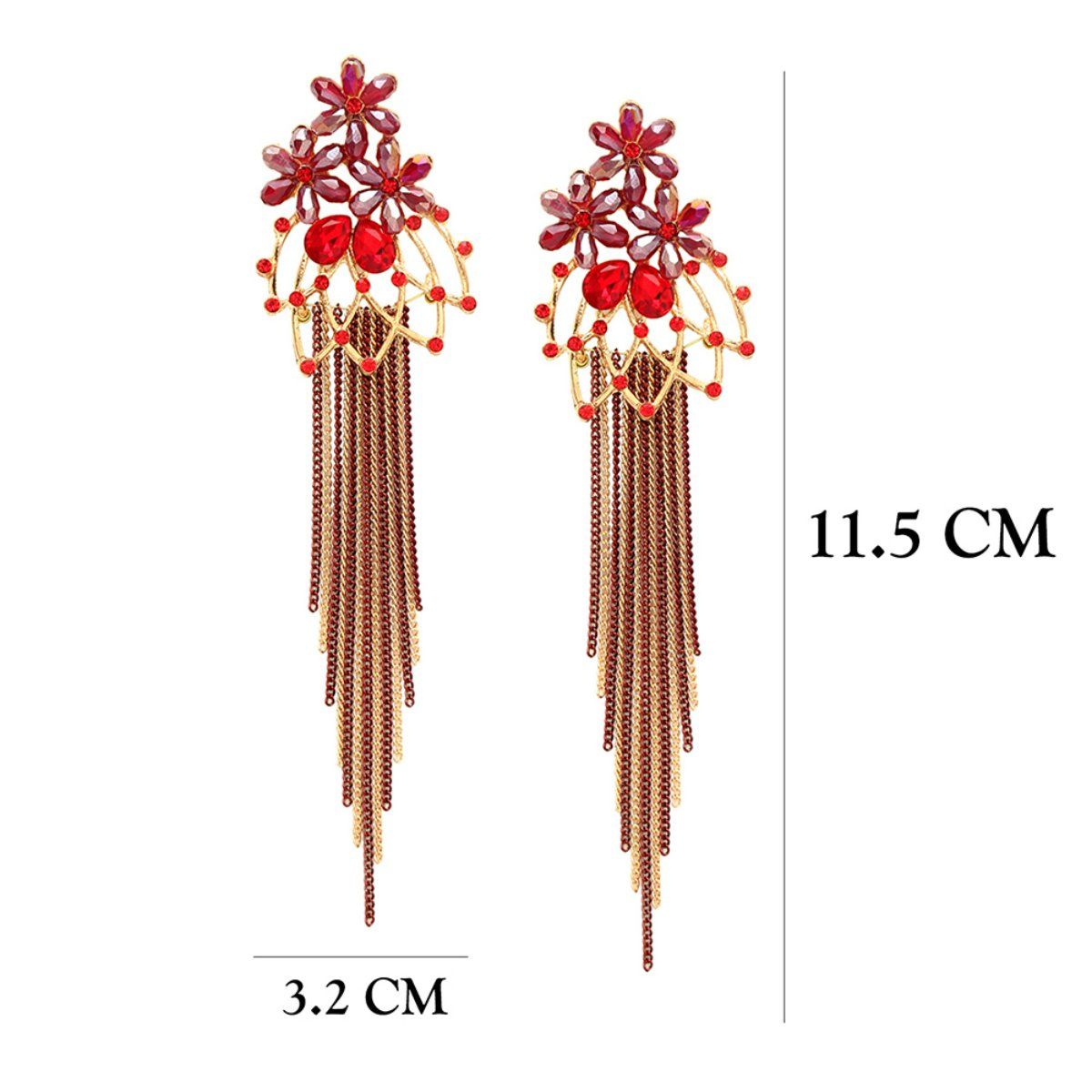 Buy Yellow Chimes Floral Shaped Crystal Green Long Chain Dangler ...