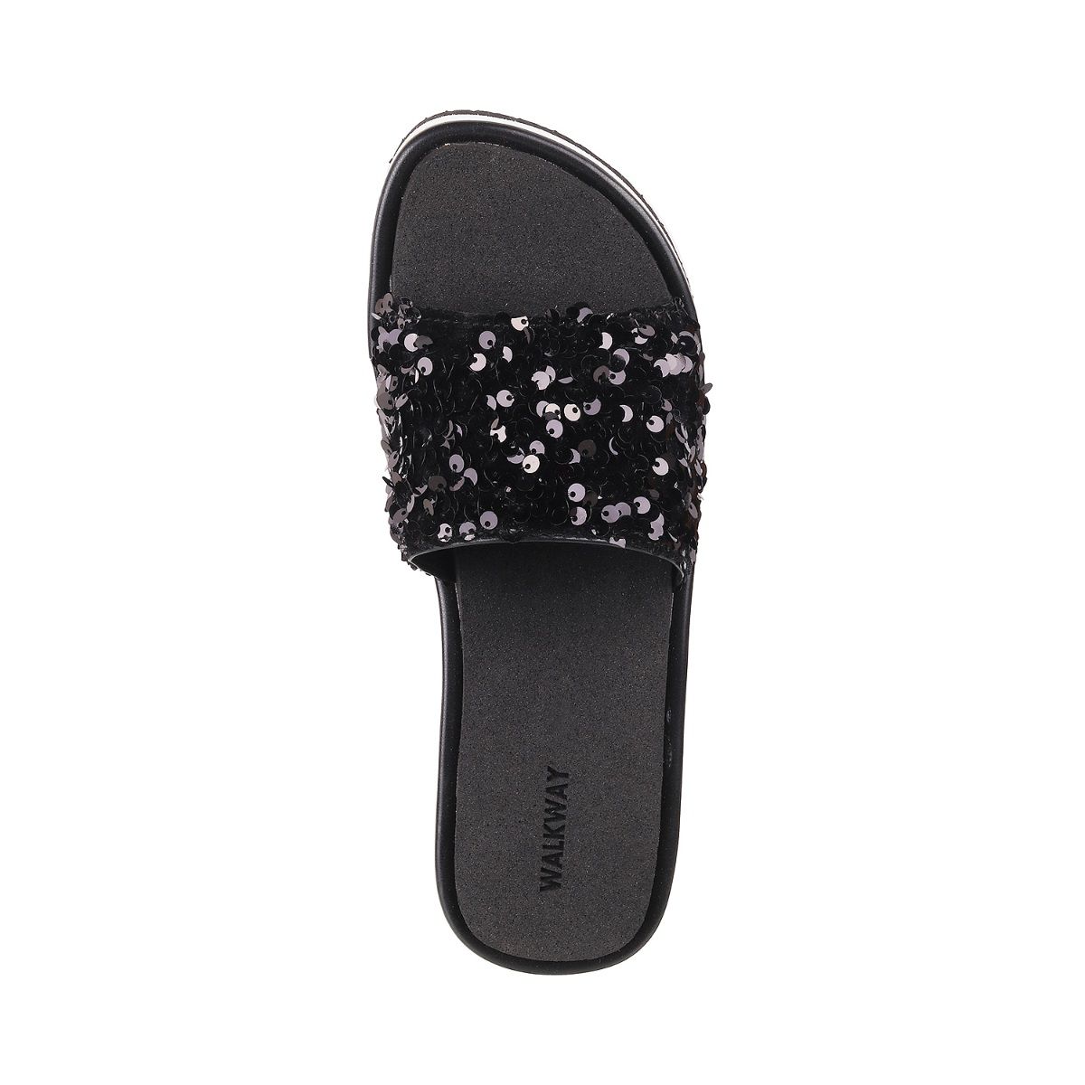 Walkway Black Synthetic Embellished Sliders: Buy Walkway Black ...