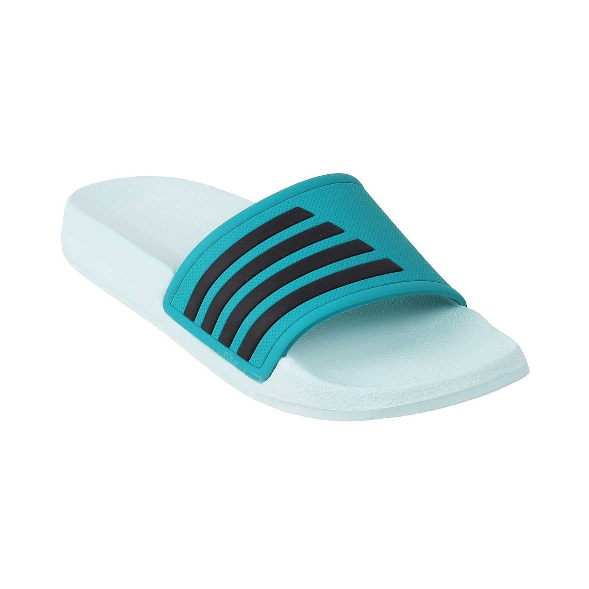 Buy Walkway Turquoise Synthetic Stripes Sliders Online