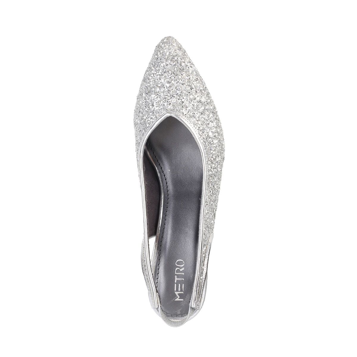 Buy Metro Womens Silver Mules Metro Silver Synthetic Embellished Heels ...
