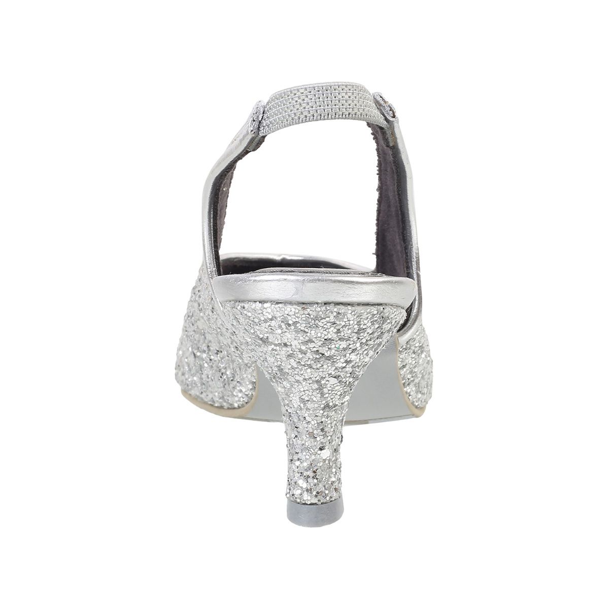 Buy Metro Womens Silver Mules Metro Silver Synthetic Embellished Heels ...