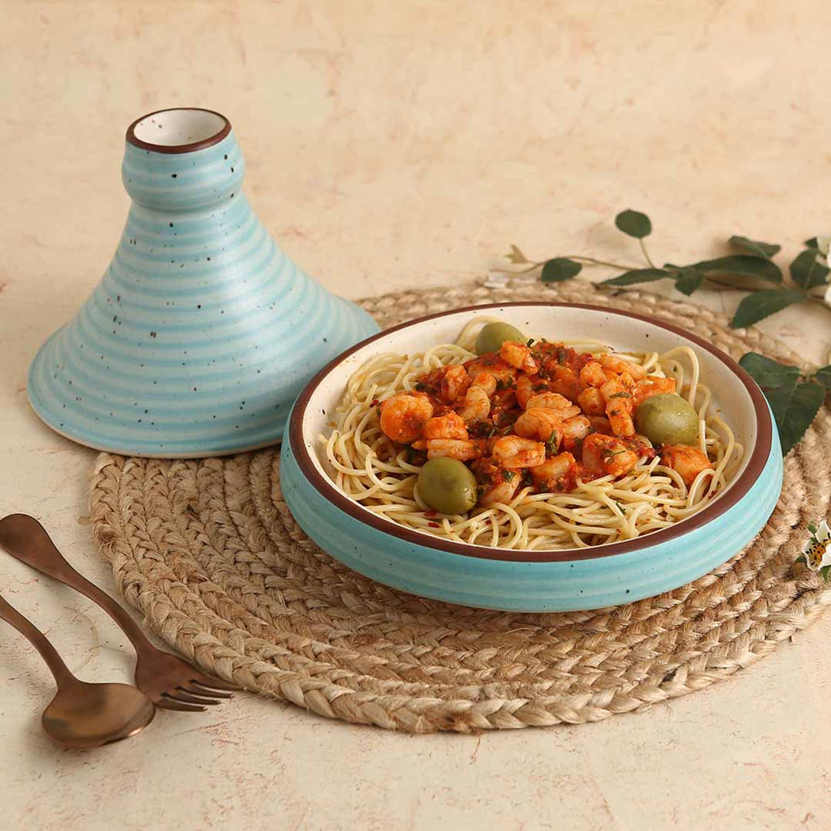 Wonderchef Teramo Stoneware 8 Inch Tagine Set - Turquoise Blue: Buy ...