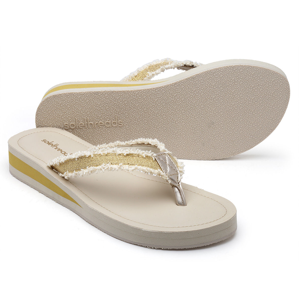 Buy SOLETHREADS Braid Cream Solid Women Slippers Online