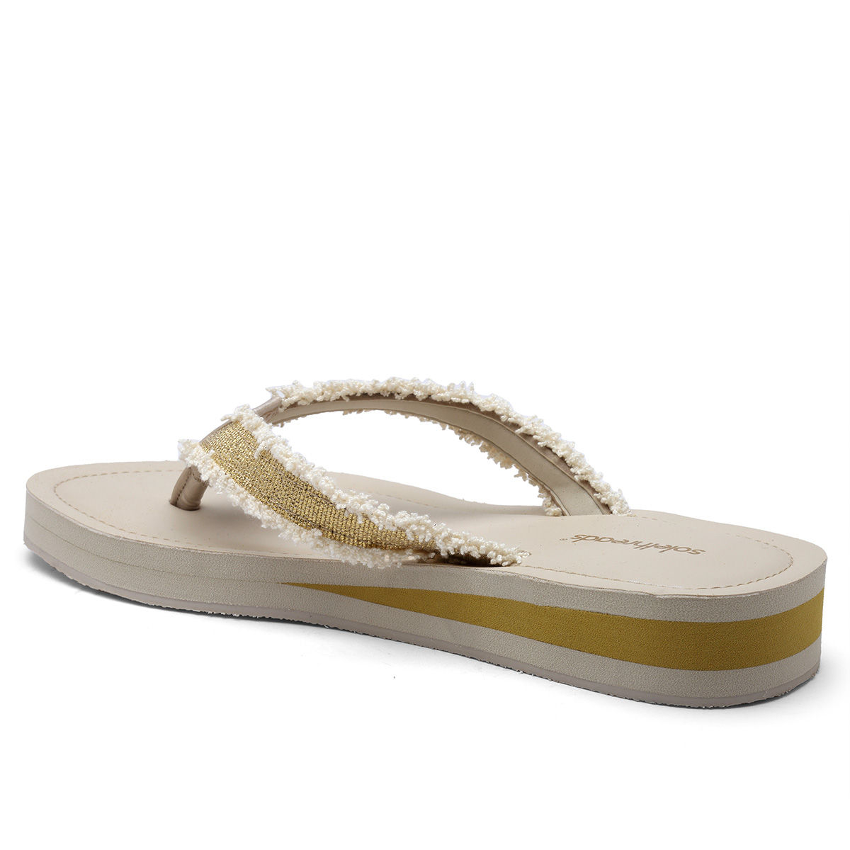 Buy SOLETHREADS Braid Cream Solid Women Slippers Online