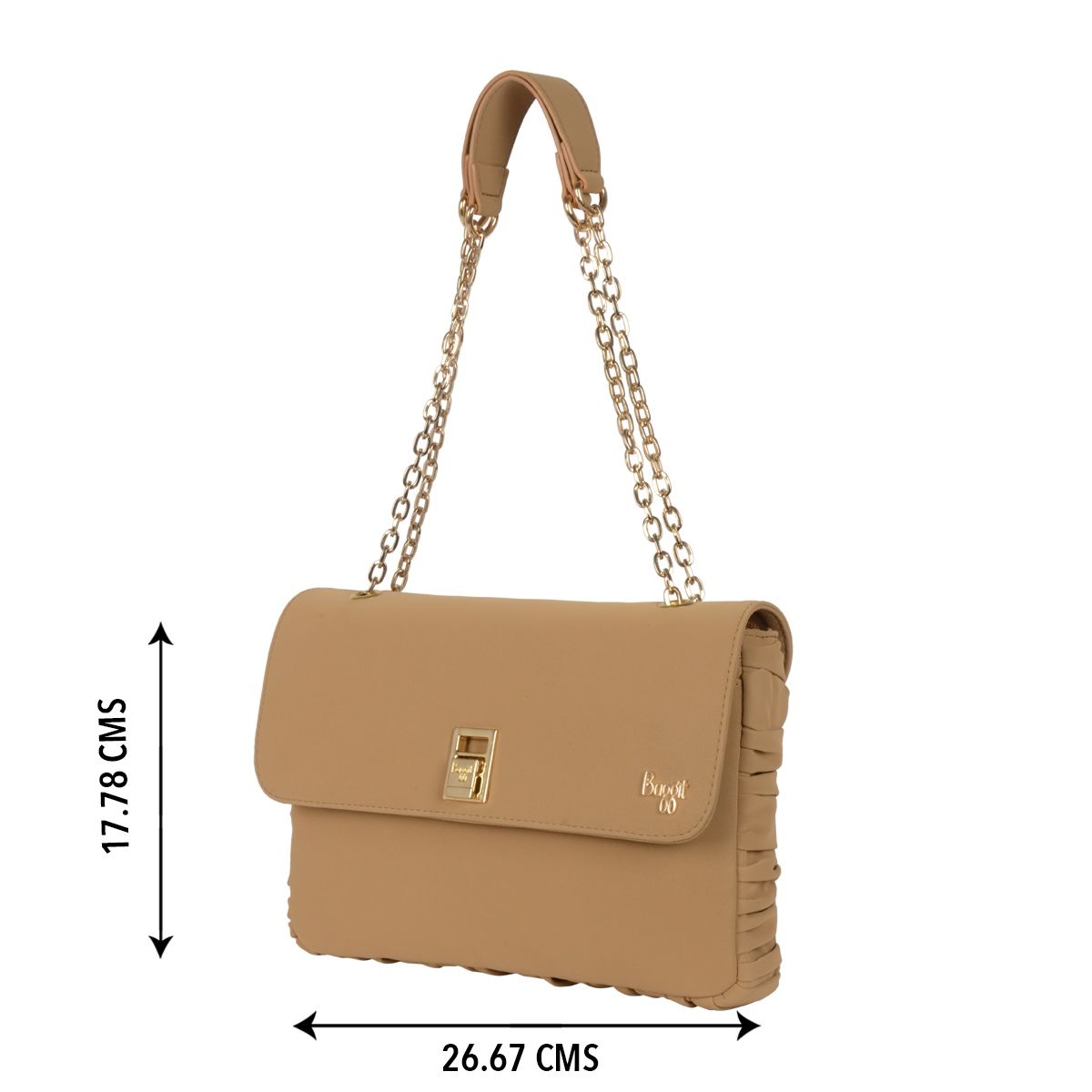 Buy Baggit Connie Beige Small Baguette Handbag Online