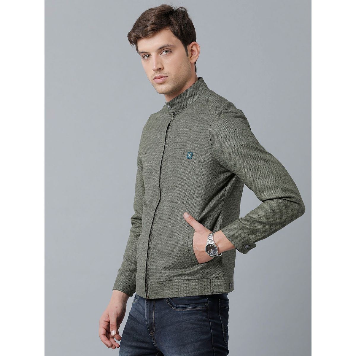 Linen Club Green Solid Full Sleeve Linen Jacket for Men: Buy Linen Club ...