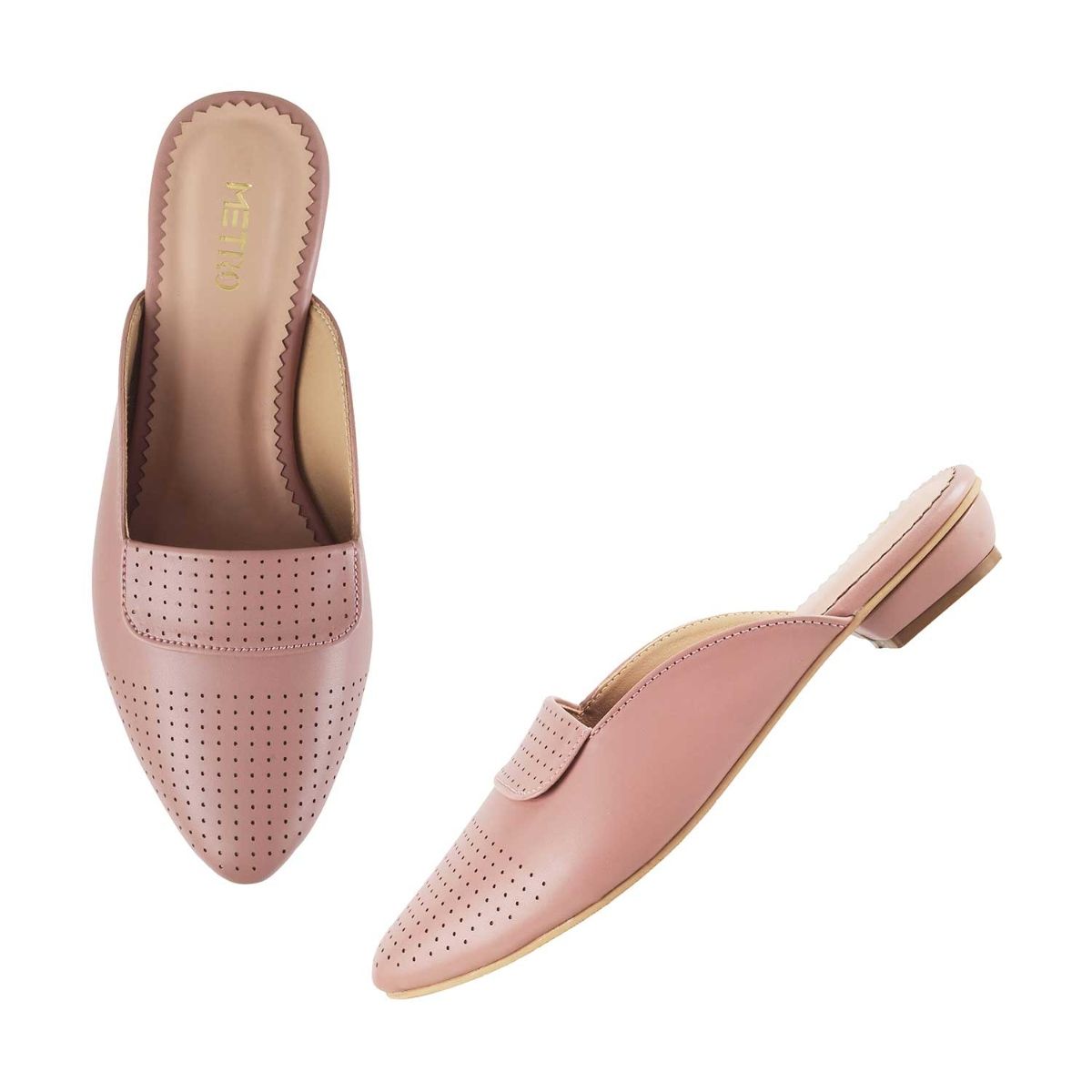 Buy Metro Womens Peech Flat BuntoesMetro Peach Synthetic Solid/plain ...
