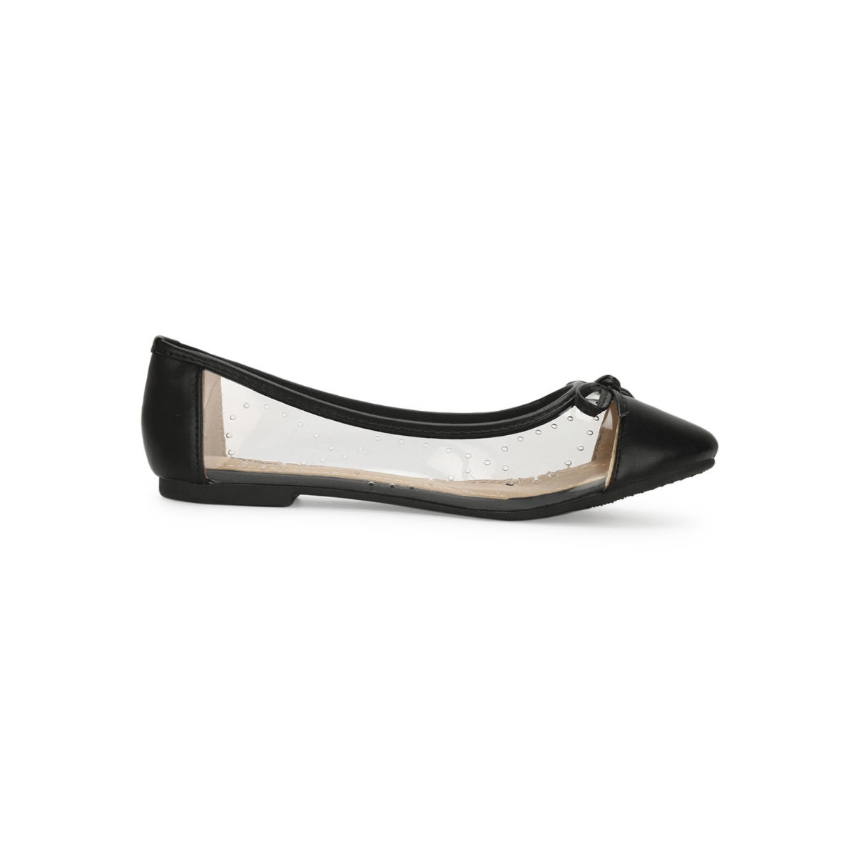Buy Truffle Collection Girl Black Pu Perspex Belly Flats Online