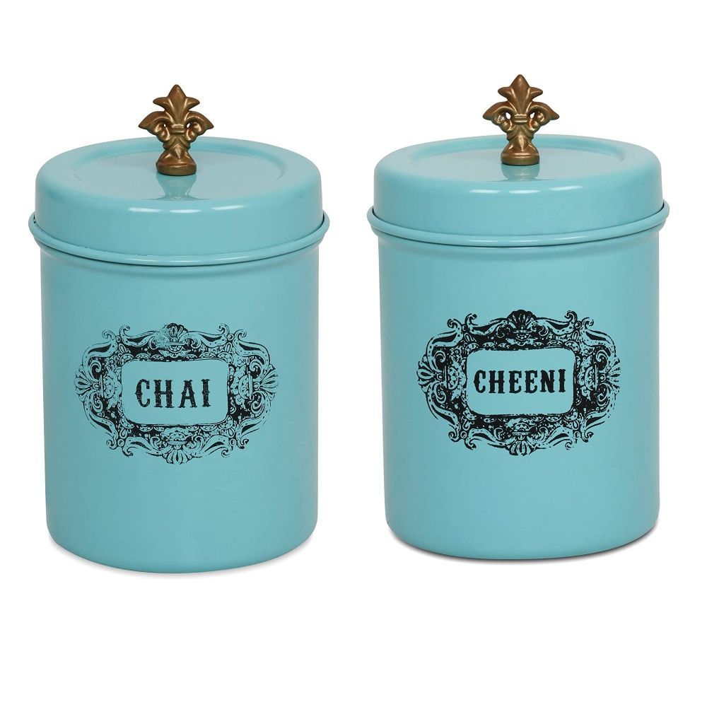 Living With Elan Stainless Steel Round Chai and Cheeni 500 ml set of 2 ...