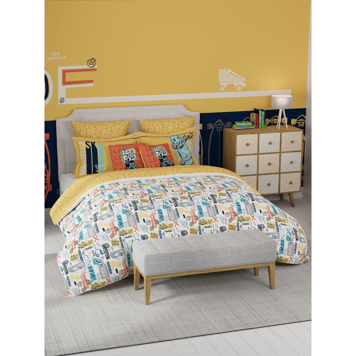 Buy MYTRIDENT Juniors Printed Double Bedsheet with Pillow Cover 144 Tc ...