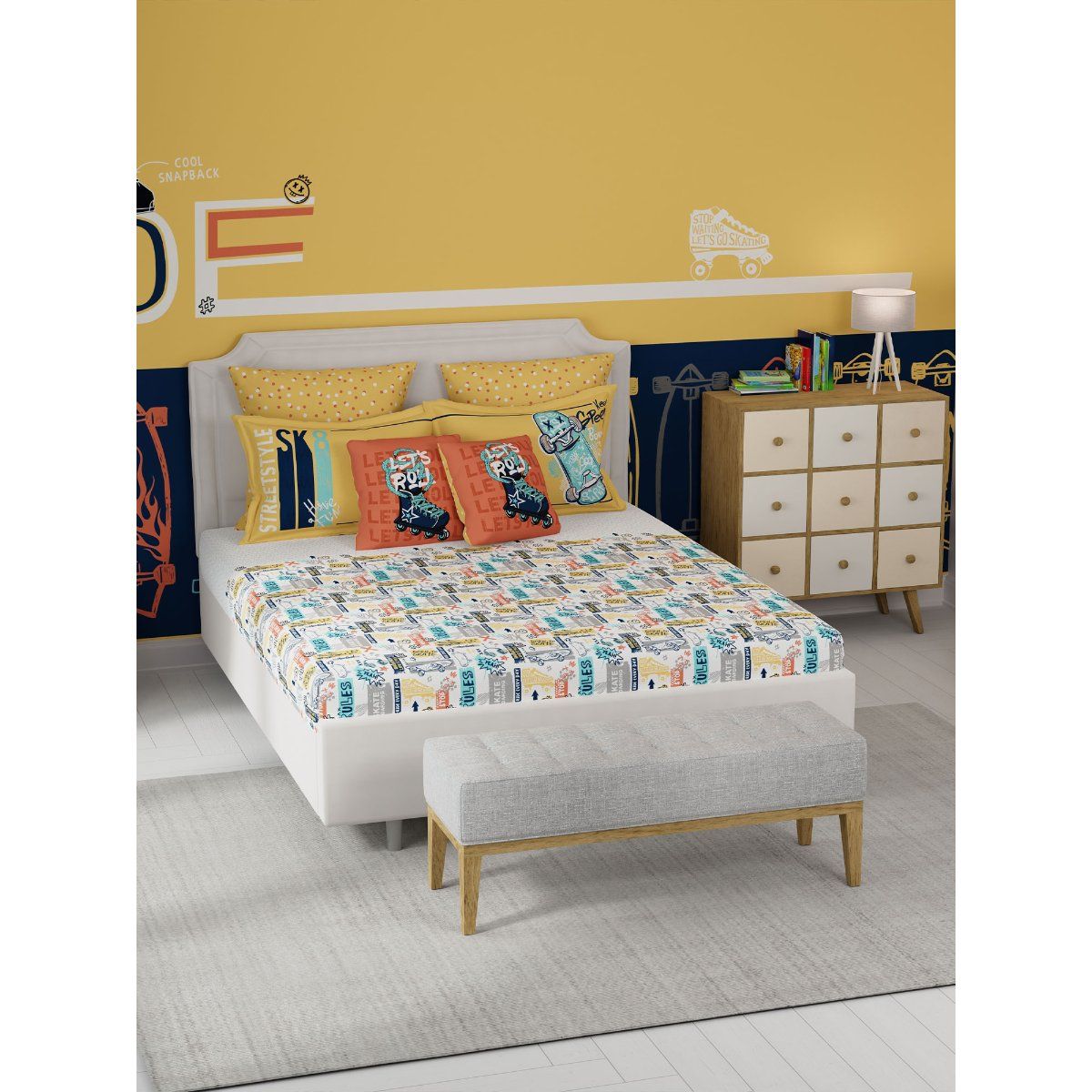 Buy MYTRIDENT Juniors Printed Double Bedsheet with Pillow Cover 144 Tc ...