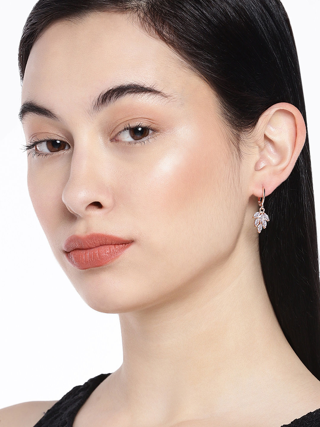 Fabula Jewellery 18k Rose Gold Plated Floral Cubic Zirconia Delicate