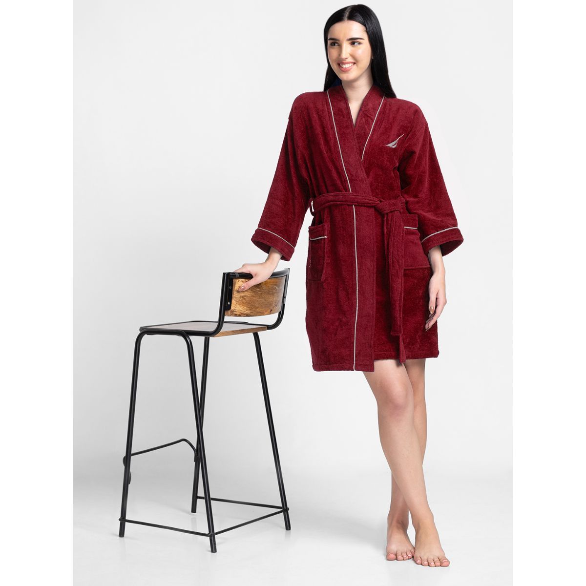Buy Nautica Luxurious Ultra Soft Bath Robe Solid-Burgundy Online