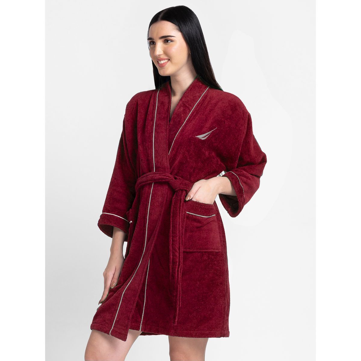 Buy Nautica Luxurious Ultra Soft Bath Robe Solid-Burgundy Online