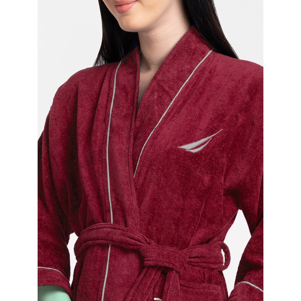 Buy Nautica Luxurious Ultra Soft Bath Robe Solid-Burgundy Online