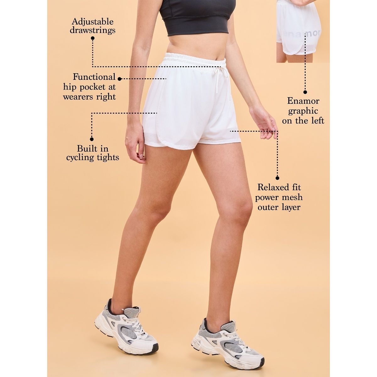 Buy Enamor A705 Dry Fit Training Shorts with In-Built Inner Tights for ...