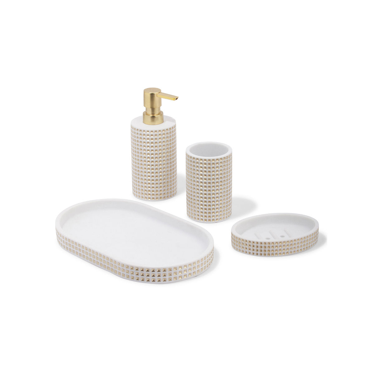 Buy OBSESSIONS Set of 4 Pc Polyresin Bathroom Set, Gold Online