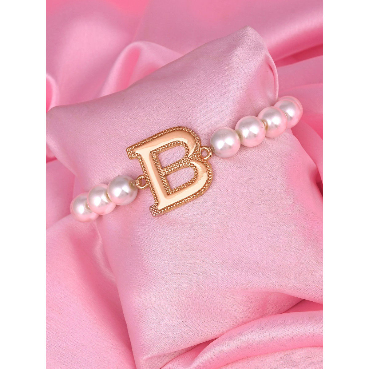 Buy Estele Rose Gold Plated Beautiful B Letter Pearl Bracelet for Women ...