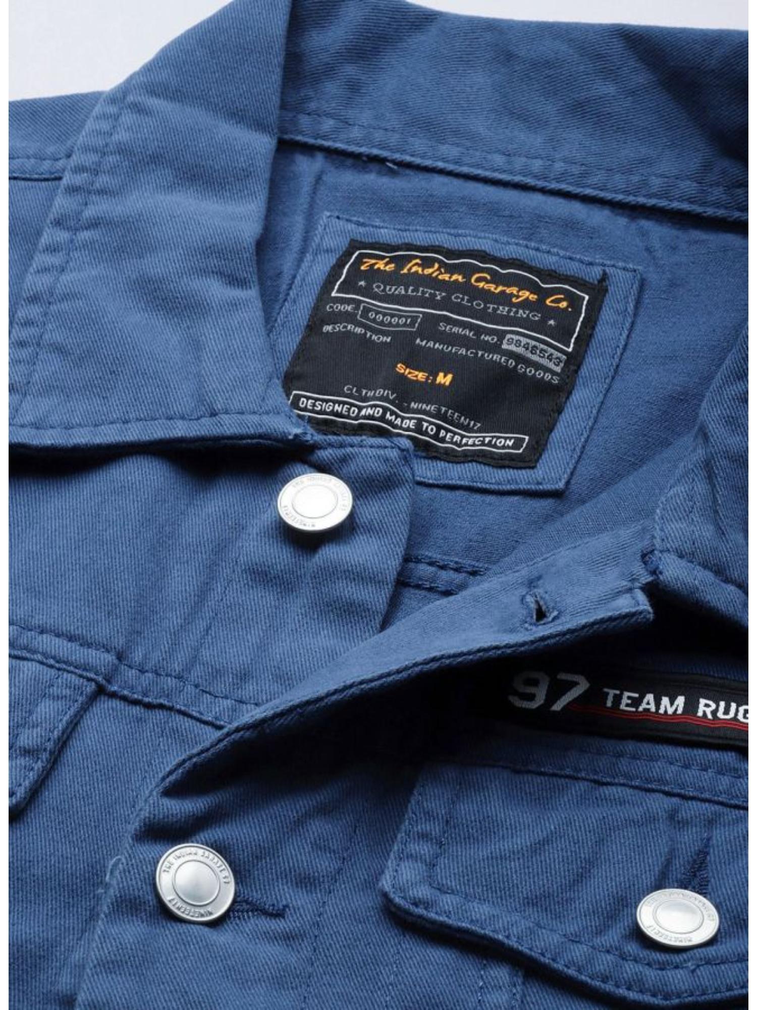 Buy The Indian Garage Co Men Slim Fit Self Design Collar Neck Full ...