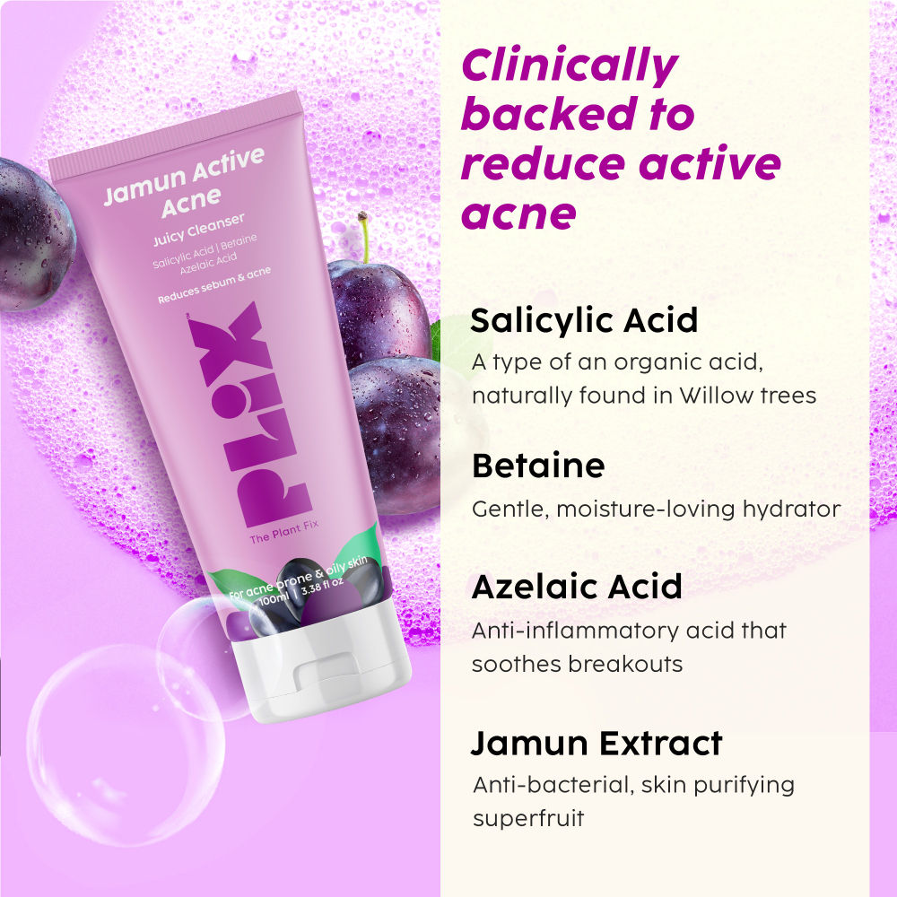 Buy Plix Jamun Active Acne Regime With Cleanser & Toner To Unclog Pores ...