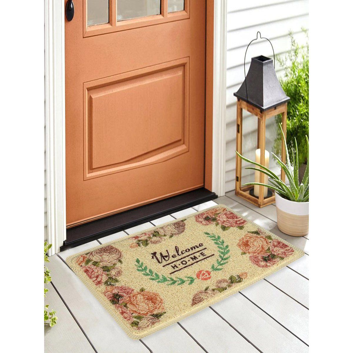 Buy At Home by Nilkamal Floral Welcome PVC 15 x 23 Door Mat (Multicolor ...