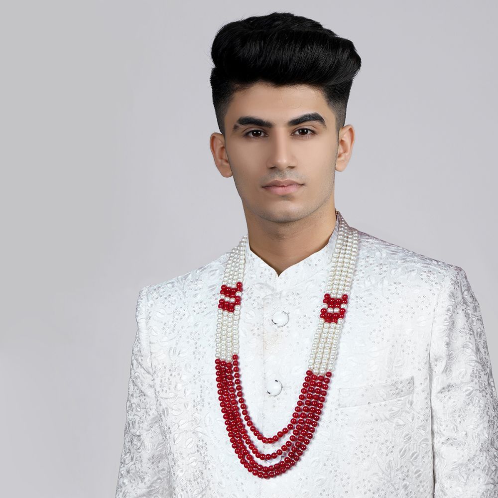 Buy Karatcart Traditional Red and White Beads Maharaja Moti Mala for ...