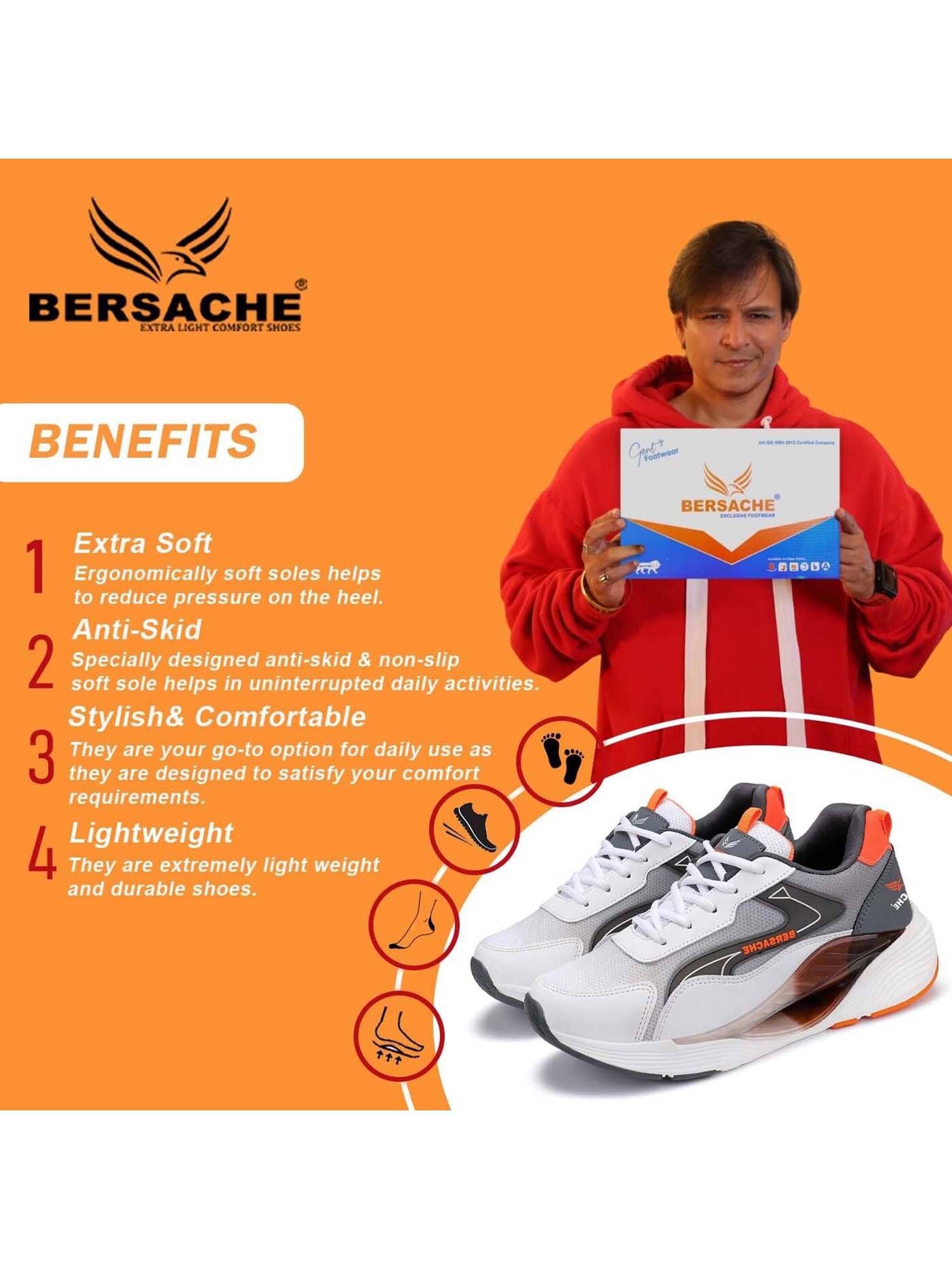 Buy BERSACHE Men Premium Sports Trending Grey Running Shoes Online