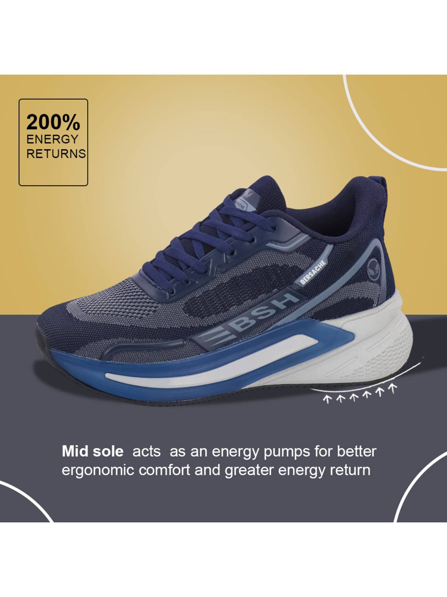Buy BERSACHE Men Premium Sports Trending Navy Blue Running Shoes Online