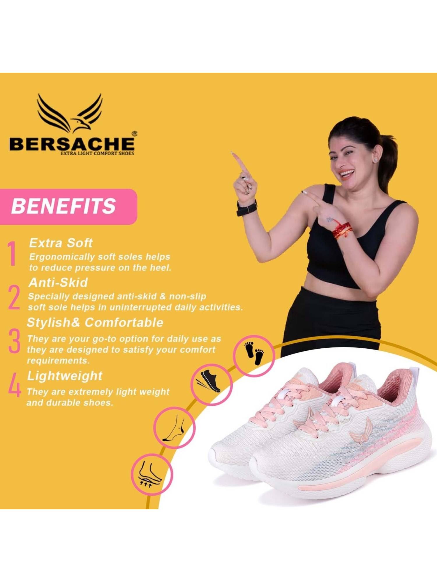 Buy BERSACHE Women Premium Sports Pink Running Shoes Online