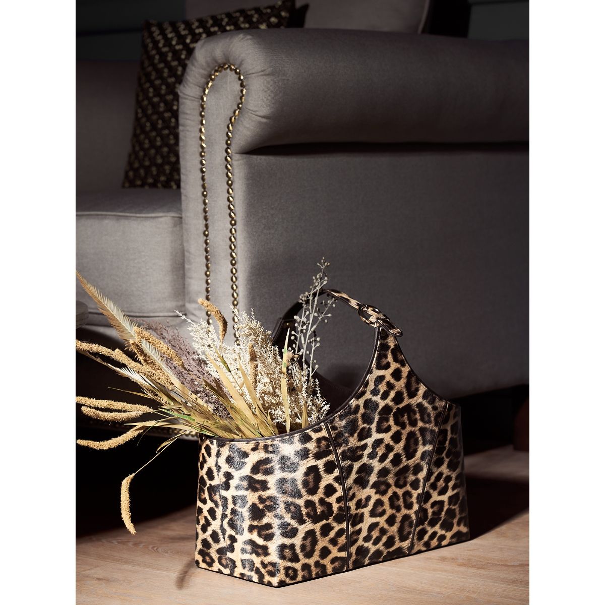 Buy Pure Home + Living Leopard Print Magazine Basket Online
