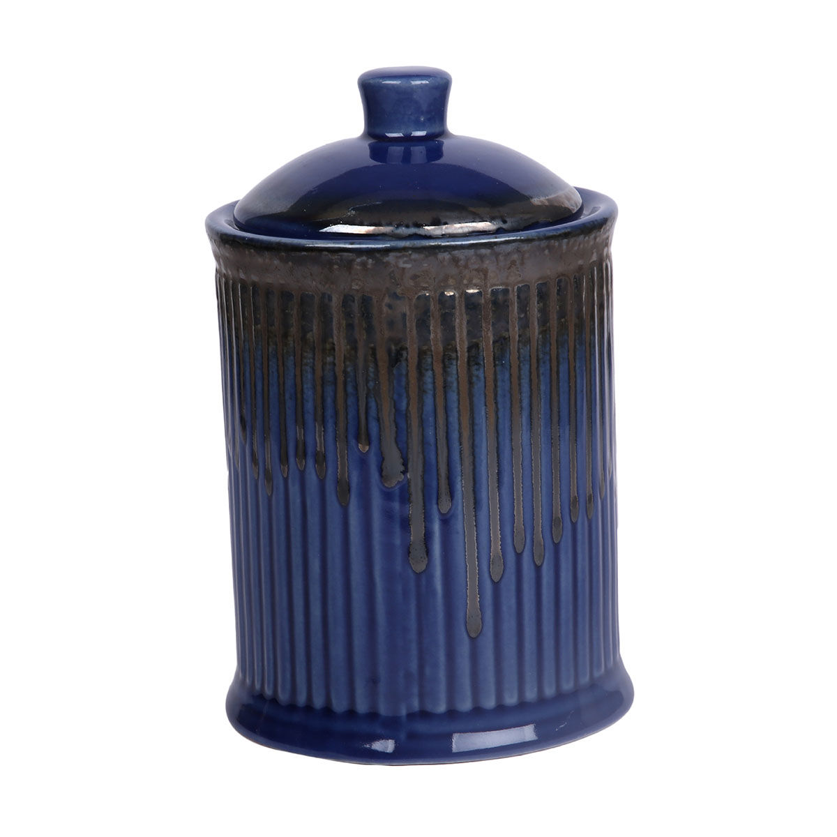 Buy AAPNO RAJASTHAN Cylindrical Handcrafted Ceramic Storage Jar Blue Online