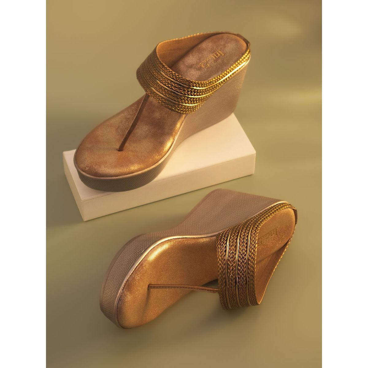 Buy Inc.5 Women Gold Party Wedges Online