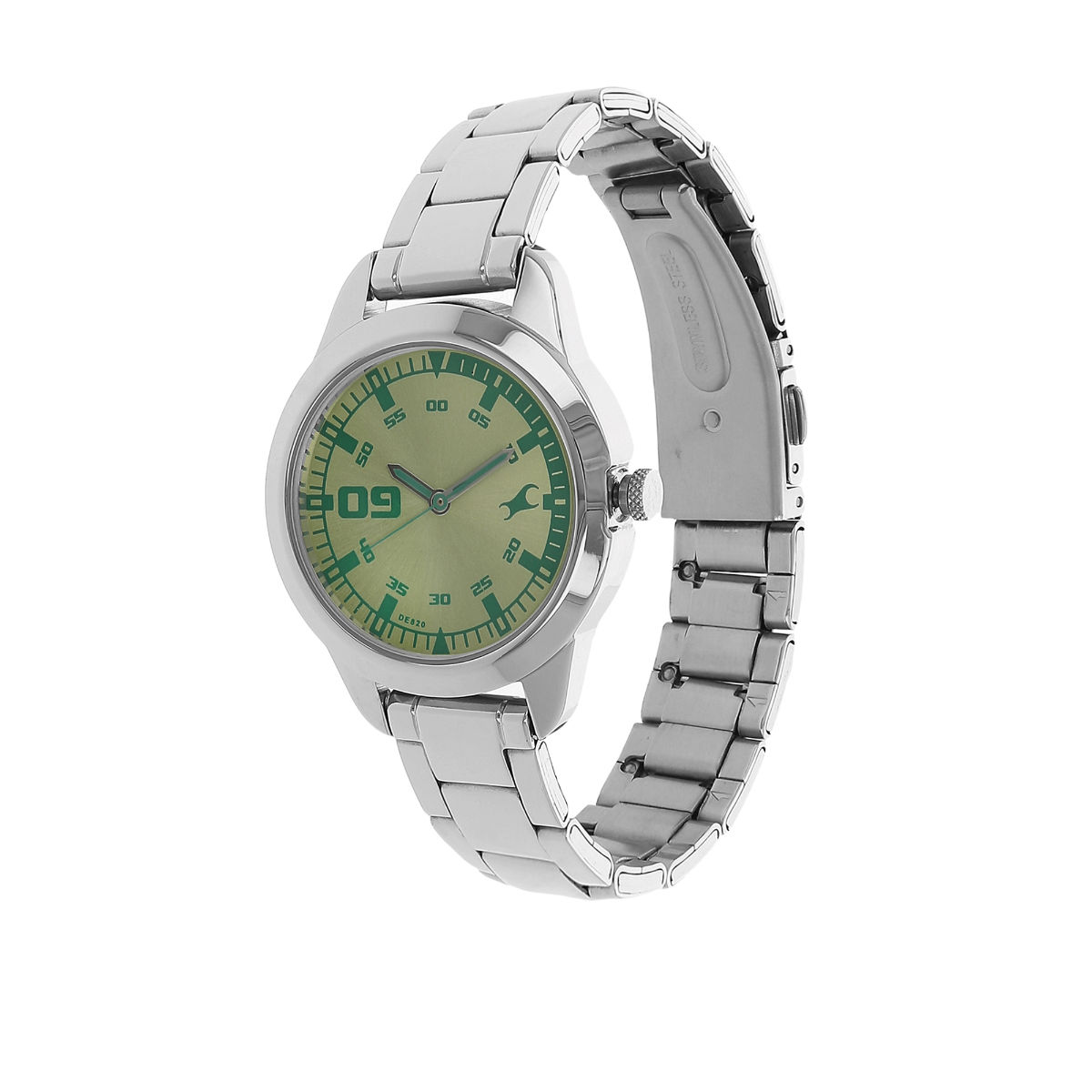 Buy Fastrack Green Dial Silver Metal Strap Watch Online