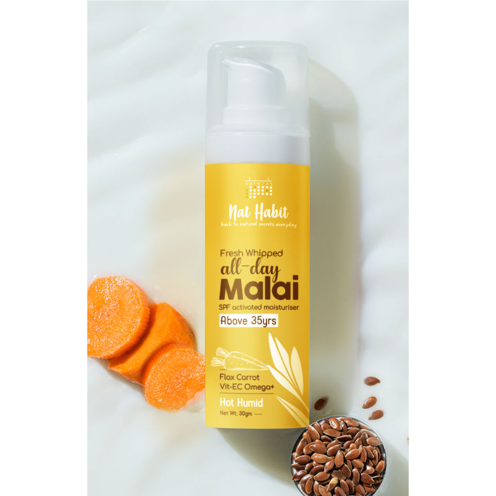 Nat Habit Flax Carrot Vit-EC Omega+ Fresh Whipped All-Day Malai Face ...