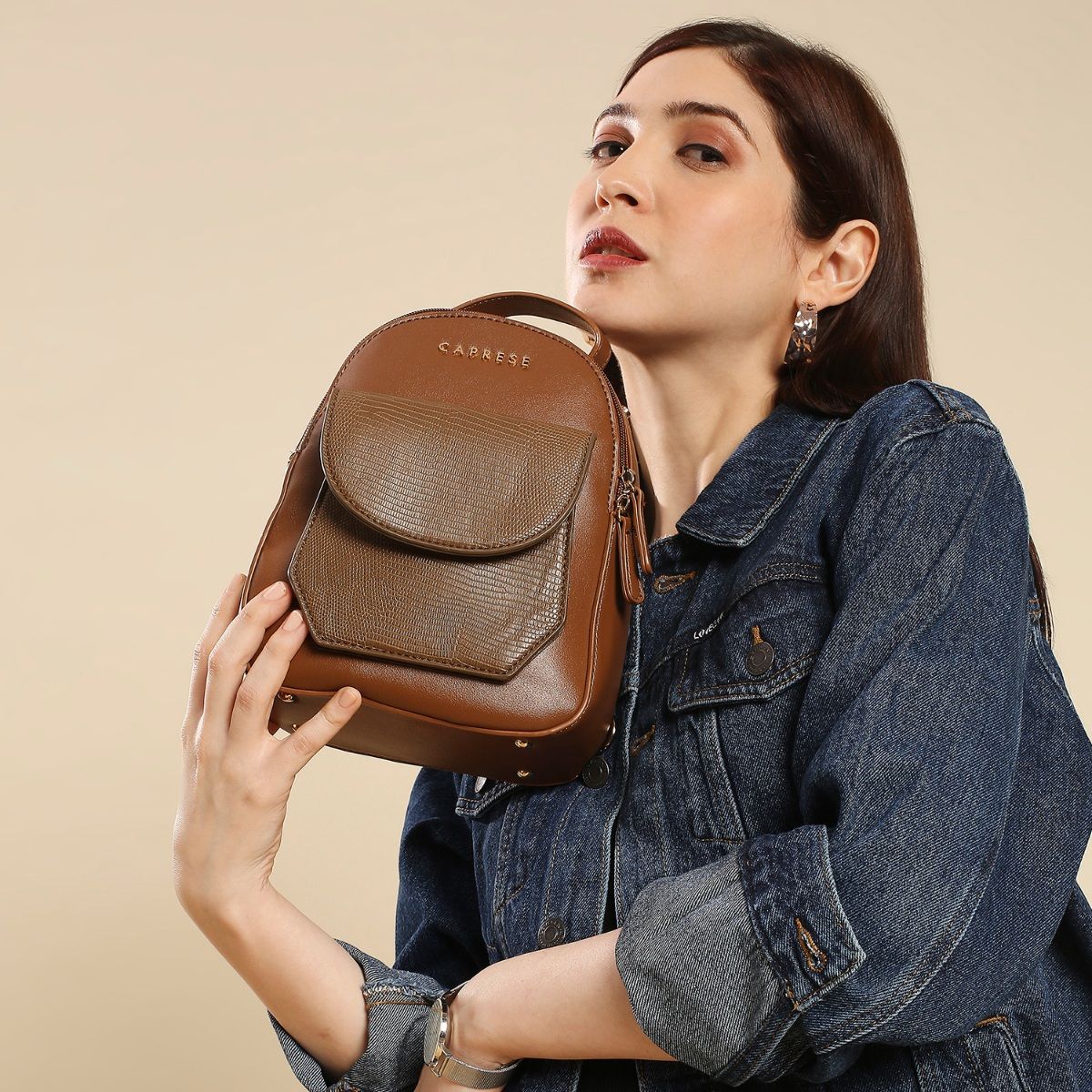 Buy Caprese Alyona Backpack Small Brown Online