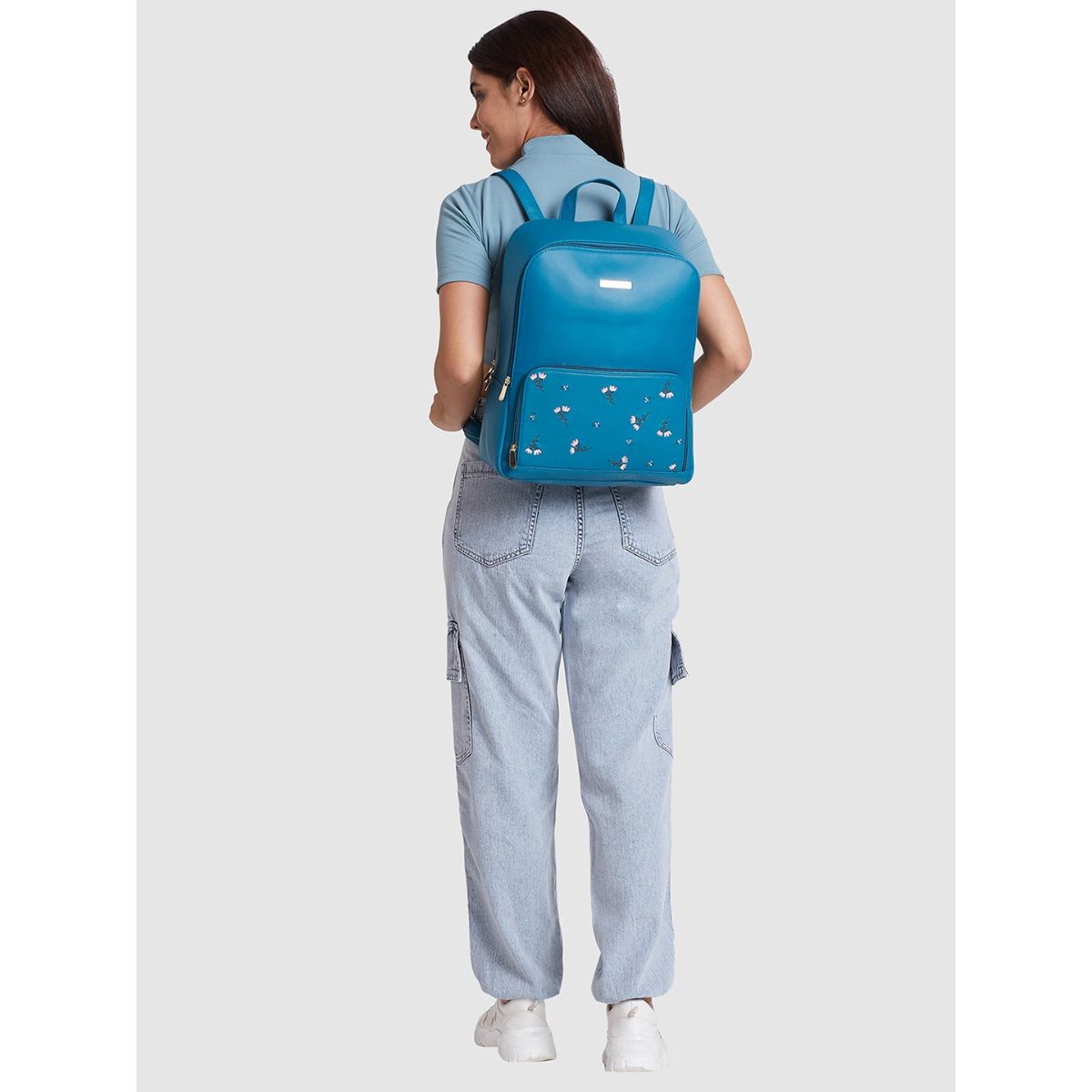 Buy Caprese Adah Laptop Backpack Large Blue Online